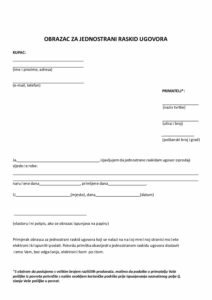 Obrazac Jednostrani Raskid Ugovora - MADE BY